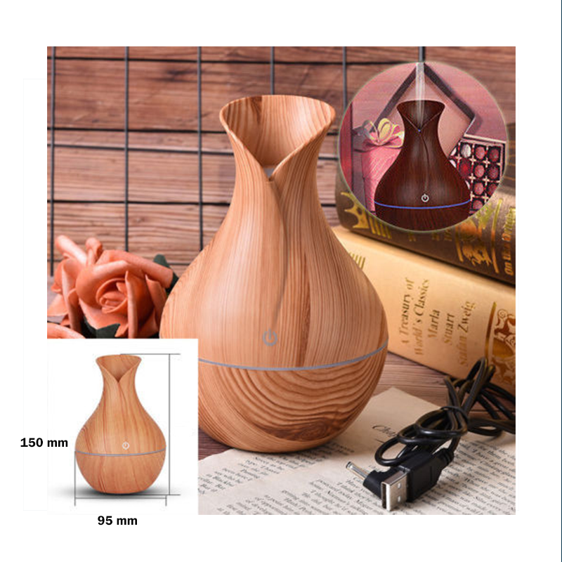 Diffuseur Vase D'Huiles Essentielles Et Humidificateur 130ml Marron Clair Avec 7 Changements De ...